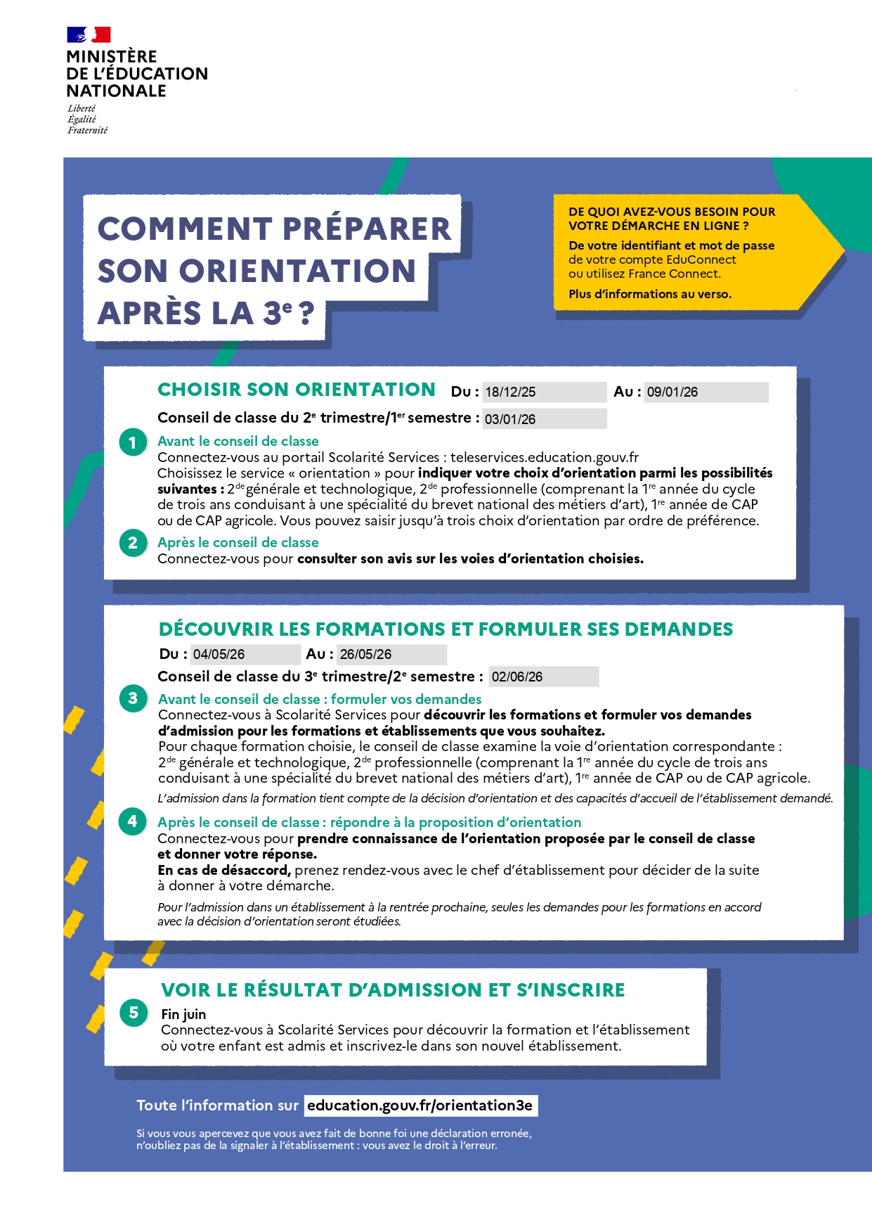 Calendrier Affectation 3ème - Orientation Troisième - COLLEGE VOLTAIRE